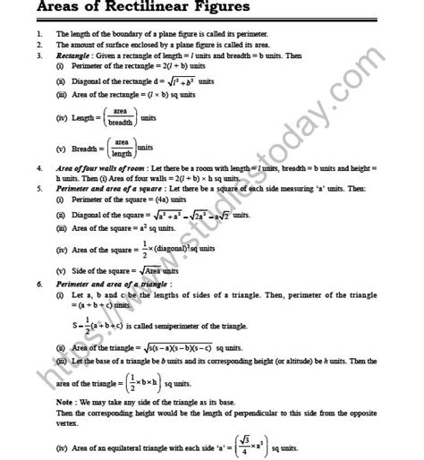 Cbse Class 8 Mathematics Mensuration Mcqs Multiple Choice Questions