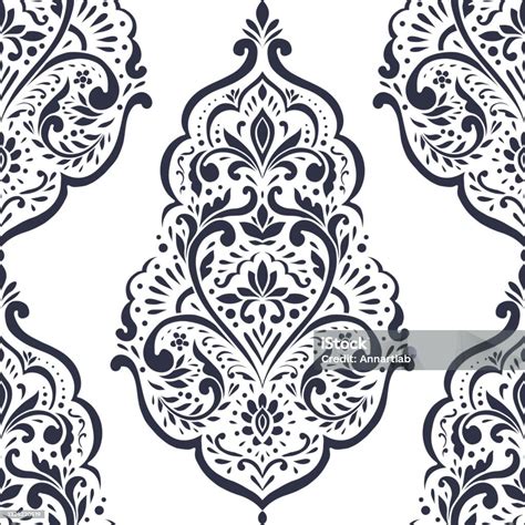 흰색과 검은 색 다마스크 벡터 원활한 패턴 빈티지 페이즐리 요소 전통 터키어 모티브 직물과 직물 벽지 포장 또는 원하는 아이디어에 적합합니다 0명에 대한 스톡 벡터 아트 및
