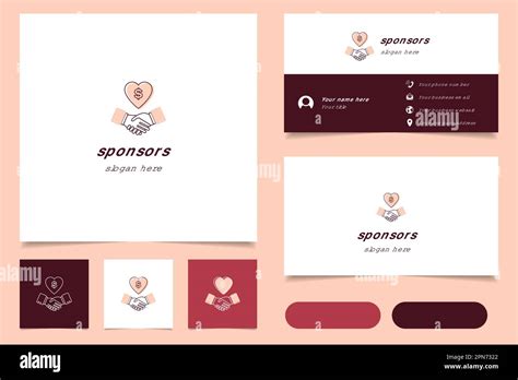 Sponsors Logo Design With Editable Slogan Branding Book And Business Card Template Stock Vector