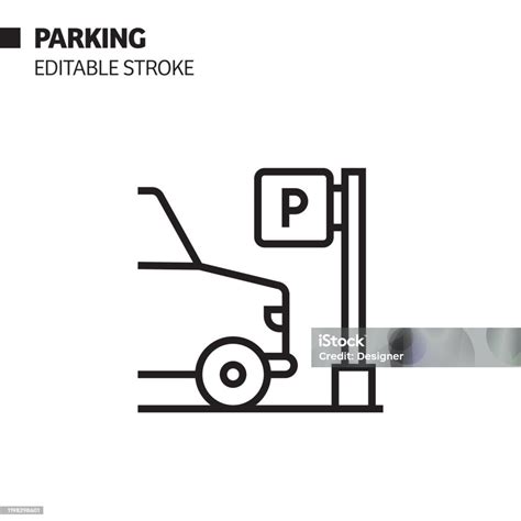 자동차 주차 선 아이콘 윤곽선 벡터 기호 그림입니다 픽셀 완벽 편집 스트로크 주차장에 대한 스톡 벡터 아트 및 기타 이미지 주차장 아이콘 주차 활동 Istock