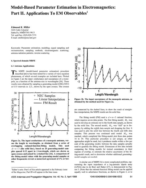 Pdf Model Based Parameter Estimation In Electromagnetics Part Ii