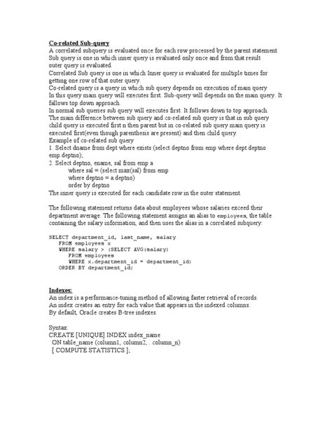 Co Related Sub Query A Correlated Subquery Is Evaluated Pdf Databases Information