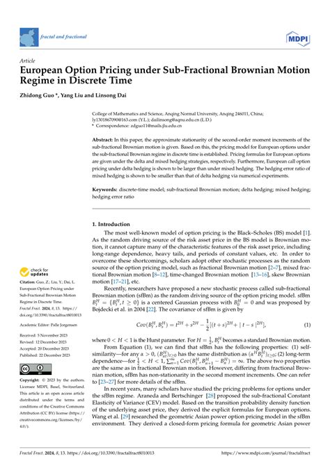 Pdf European Option Pricing Under Sub Fractional Brownian Motion Regime In Discrete Time