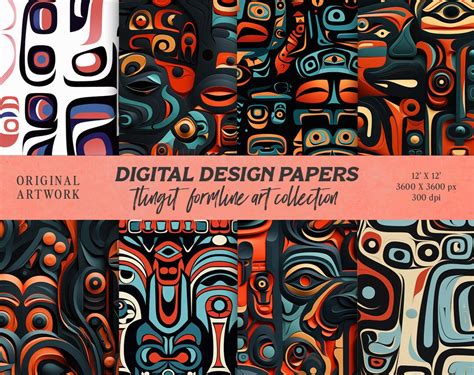 Tlingit Haida Formline Digital Paper Northwest Coast Art Scrapbook