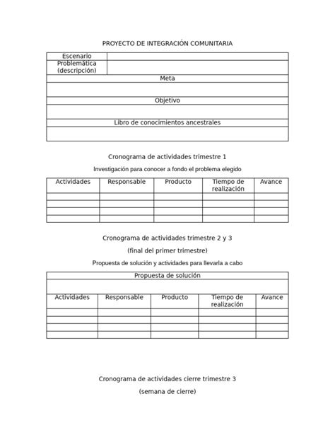 Formato De Proyectos Comunitarios Pdf