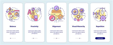 Graphic Design Principles Onboarding Mobile App Screen Art Work Walkthrough 5 Steps Graphic