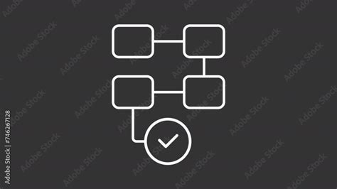 Animated Workflow Chart White Icon Algorithm Line Animation Quality Control Process Task
