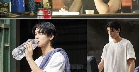 차은우 땀에 젖은 촉촉한 머리칼 성난 근육 태평양 어깨…남성미 폭발 원더풀 월드