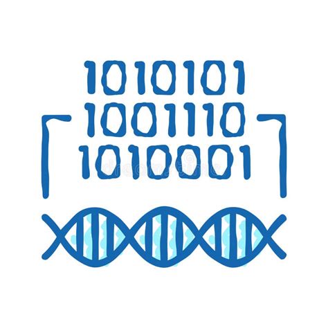 Binary Code Genetic Information Icon Doodle Illustration Stock