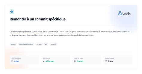 Remonter à Un Commit Spécifique Dans Git Labex