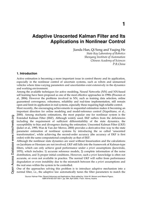 Pdf Adaptive Unscented Kalman Filter And Its Applications In
