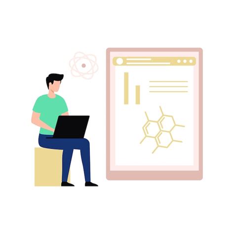 Premium Vector Boy Working On Molecular Structure On Laptop