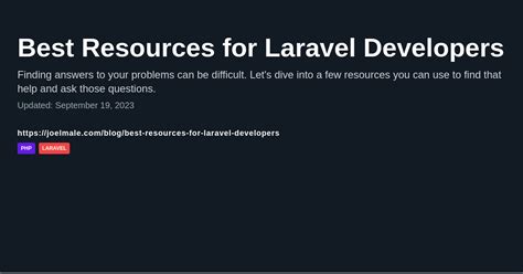 resources for laravel developers joel male