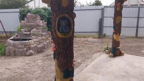 Работа из цемента столбы в виде брёвен мастер Ирина Скрябина Youtube