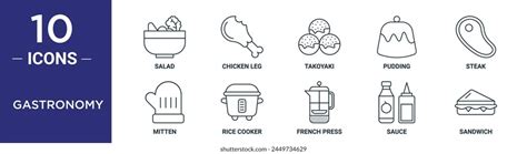 Gastronomy Outline Icon Set Includes Thin Stock Vector Royalty Free 2447513789 Shutterstock
