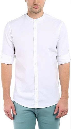 Full Sleeves Plain Mens Chinese Collar Cotton Shirt Party Wear At Rs