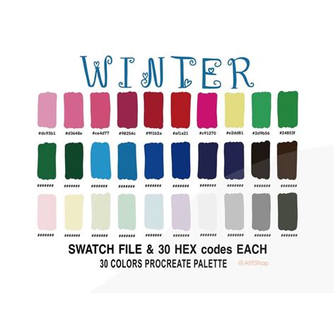 Winter Color Palette Color Palette Seasons Ipad Procreate App Swatches Procreate Tools