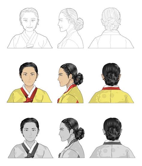 조선시대 또야머리 문화콘텐츠닷컴 Hanbok aesthetic Korean hairstyle Korean art