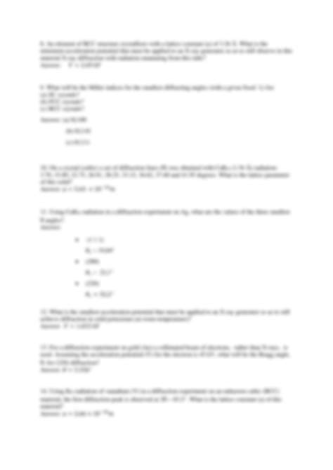 Solution X Ray Diffraction Exercise Studypool