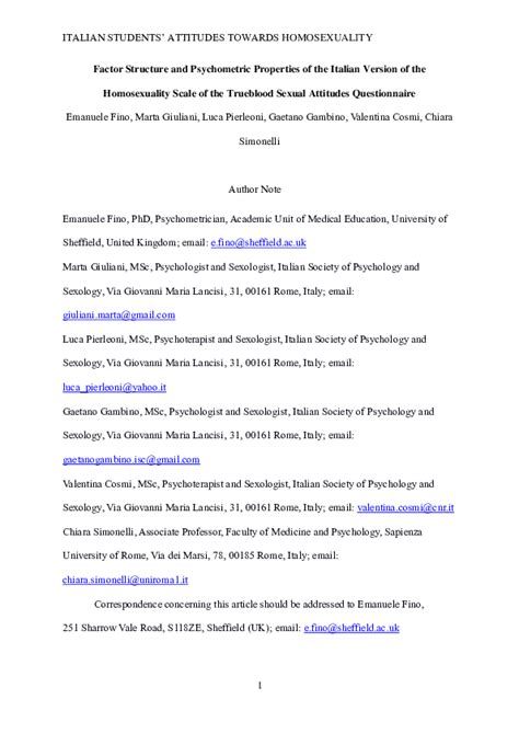 Pdf Factor Structure And Psychometric Properties Of The Italian