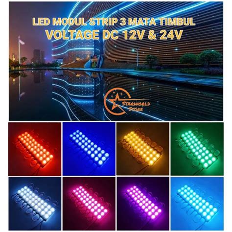 LED Modul Strip 3 Mata 12V 24V Lampu Modul Mata Timbul SMD 3030 Lazada Indonesia