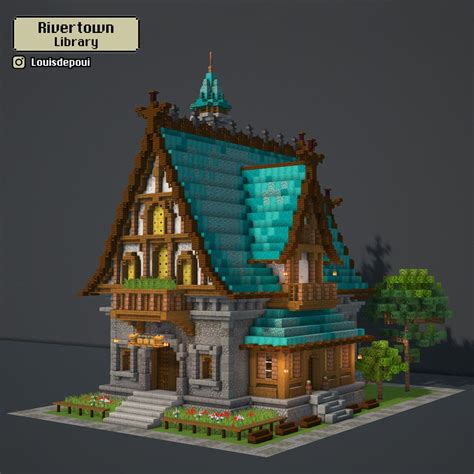 Rivertown Library Minecraft Library Roof Minecraft Medieval