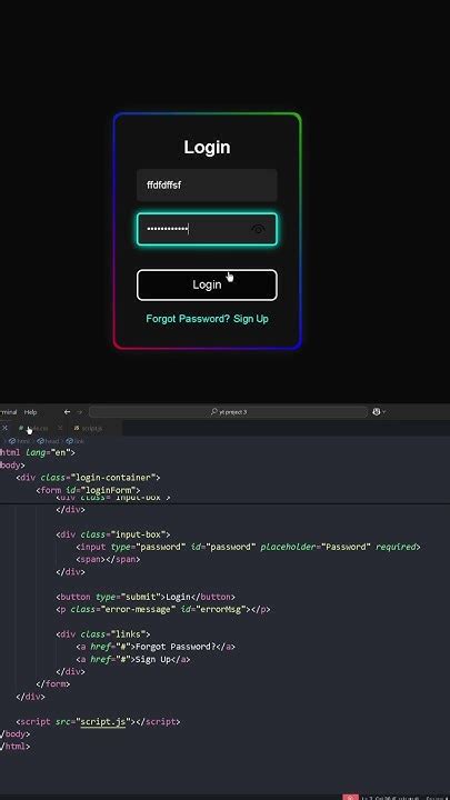How To Create A Login Form In Html Css Javascript Login Form Coding Html Css