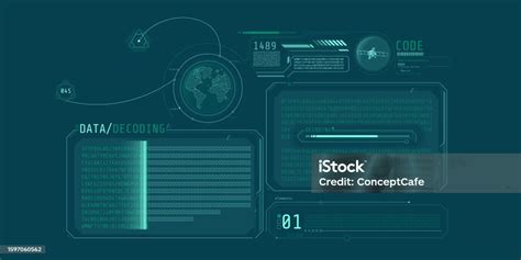 Futuristic Hud Design Of Satellite Data Decoding Program Stock Illustration Download Image Now