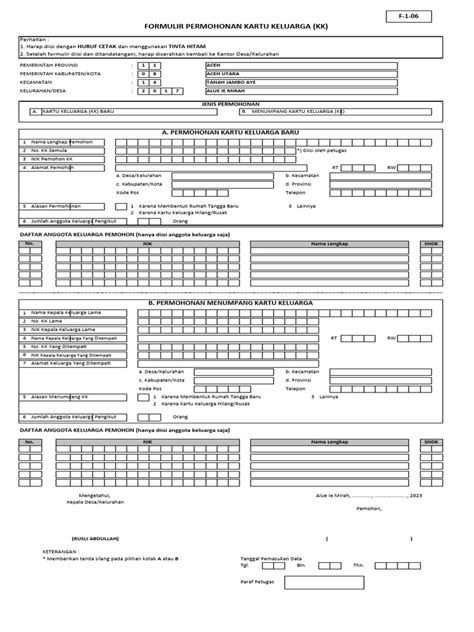 Formulir Kk Pdf Formulir Kk Pdf