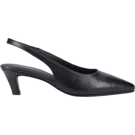 Hush Puppies Nahla Black Leather Womens Low Kitten Heels Womens