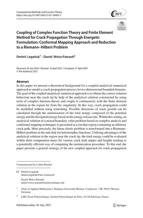 pdf coupling of complex function theory and finite element method for
