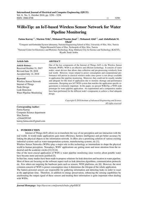 Wirotip An Iot Based Wireless Sensor Network For Water Pipeline Monitoring Pdf