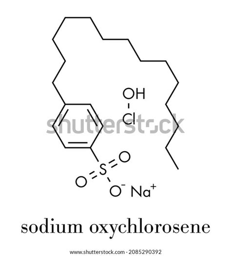 Sodium Oxychlorosene Antiseptic Molecule Skeletal Formula Stock Vector