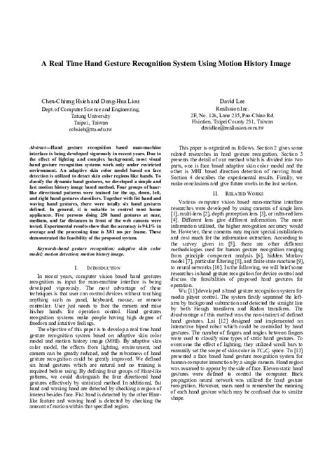 Pdf A Real Time Hand Gesture Recognition System Using Motion History Image