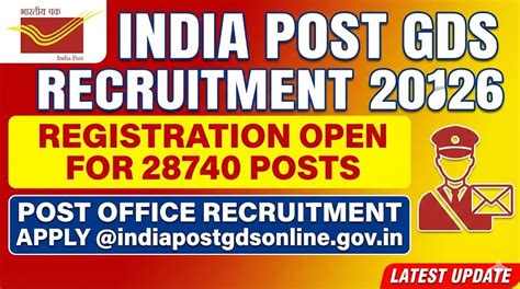 India Post Gds Recruitment 2026 Registration Open For 28740 Posts Post
