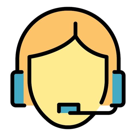 Premium Vector Tech Woman Support Icon Outline Vector Customer Service Center Help Color Flat