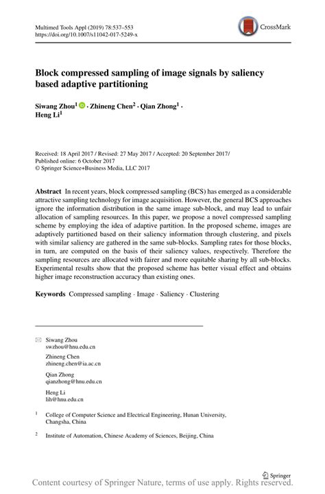 Block Compressed Sampling Of Image Signals By Saliency Based Adaptive