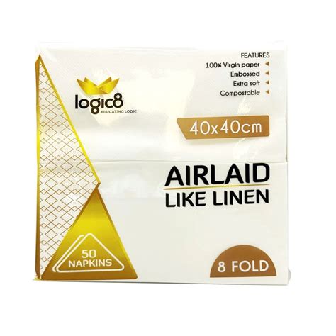 Logic 8 Airfold 8 Fold White Napkins 40cm X 40cm Ward Hygiene