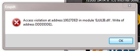 Access Violation At Address 10027ded In Module Ezulibdll Write Of Address Dddddde1