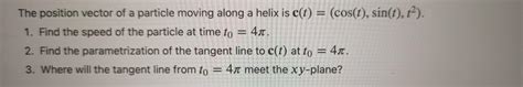 Solved The Position Vector Of A Particle Moving Along A Chegg