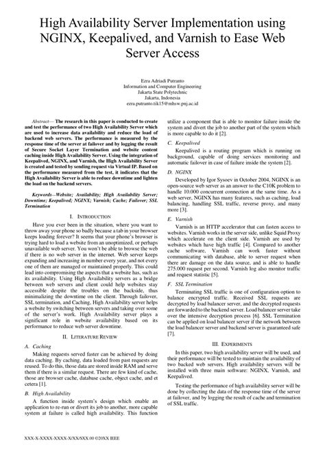 pdf high availability server implementation using nginx keepalived