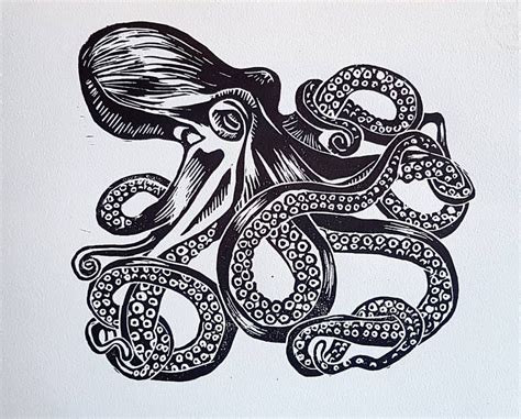 Octopus Linocut