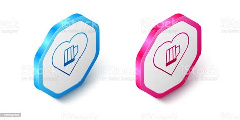 흰색 배경에 고립 된 맥주 아이콘 유리와 동급 심장 육각 버튼 벡터 3차원 형태에 대한 스톡 벡터 아트 및 기타 이미지 3