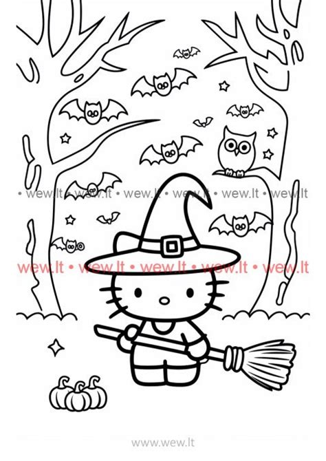 Helovino Ragana Hello Kitty Wew Lt Paveiksliukai Spalvinimui