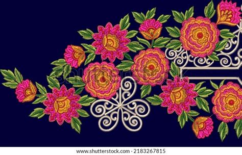 무갈 아트 테두리와 꽃 모티프 스톡 일러스트 2183267815 Shutterstock