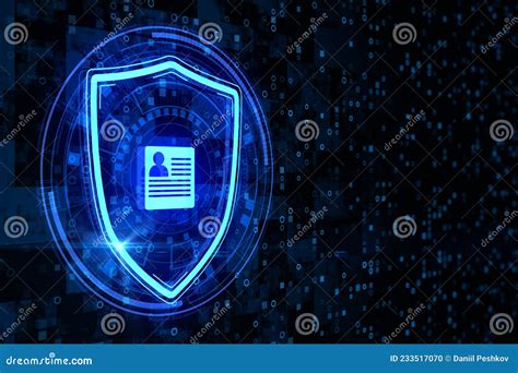 Abstract Glowing Shield With Document Icon On Dark Binary Code