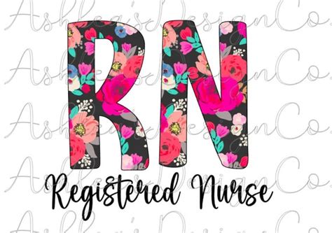 Rn Png Rn Svg Registered Nurse Floral Digital Download Etsy