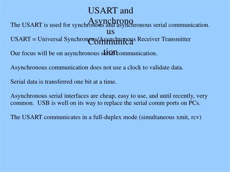 ppt usart and asynchronous communication powerpoint presentation free download id 794922