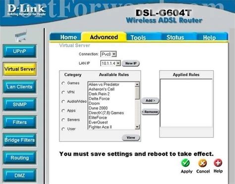 Simple D Link DSL G604T Router Open Port Instructions