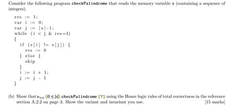solved b show that ⊢tot 0 ≤ s checkpalindrome ⊤